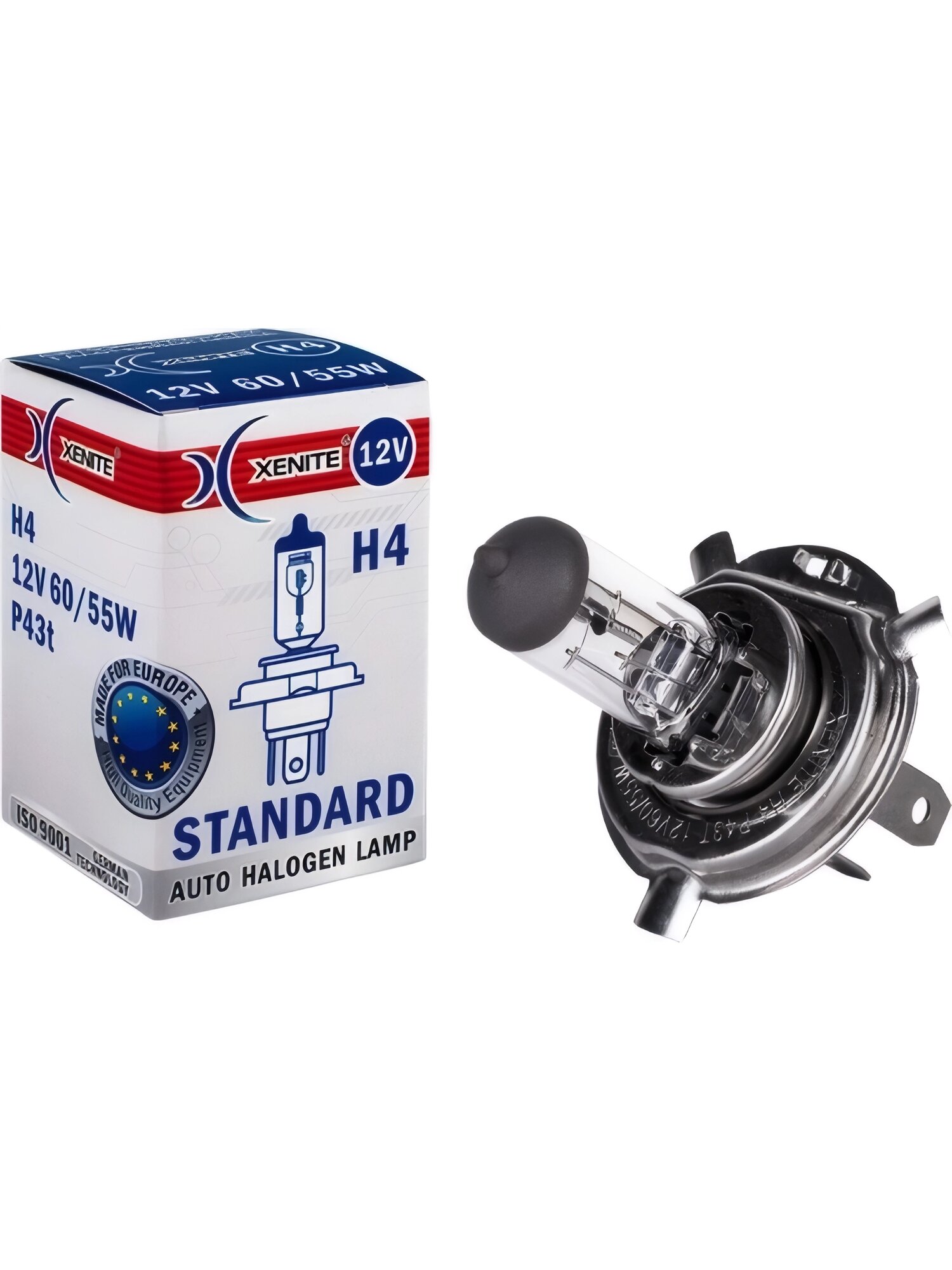 Галогенная лампа Xenite STANDARD H4 (1007013) 1 шт. - мощность 55W/60W, рабочее напряжение 12 В, цветовая температура 3200 К