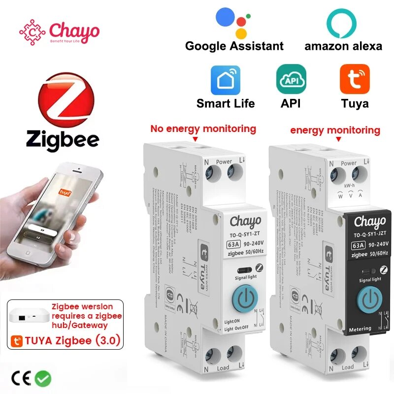 Автоматический выключатель Chayo ZigBee 16A Black with metering