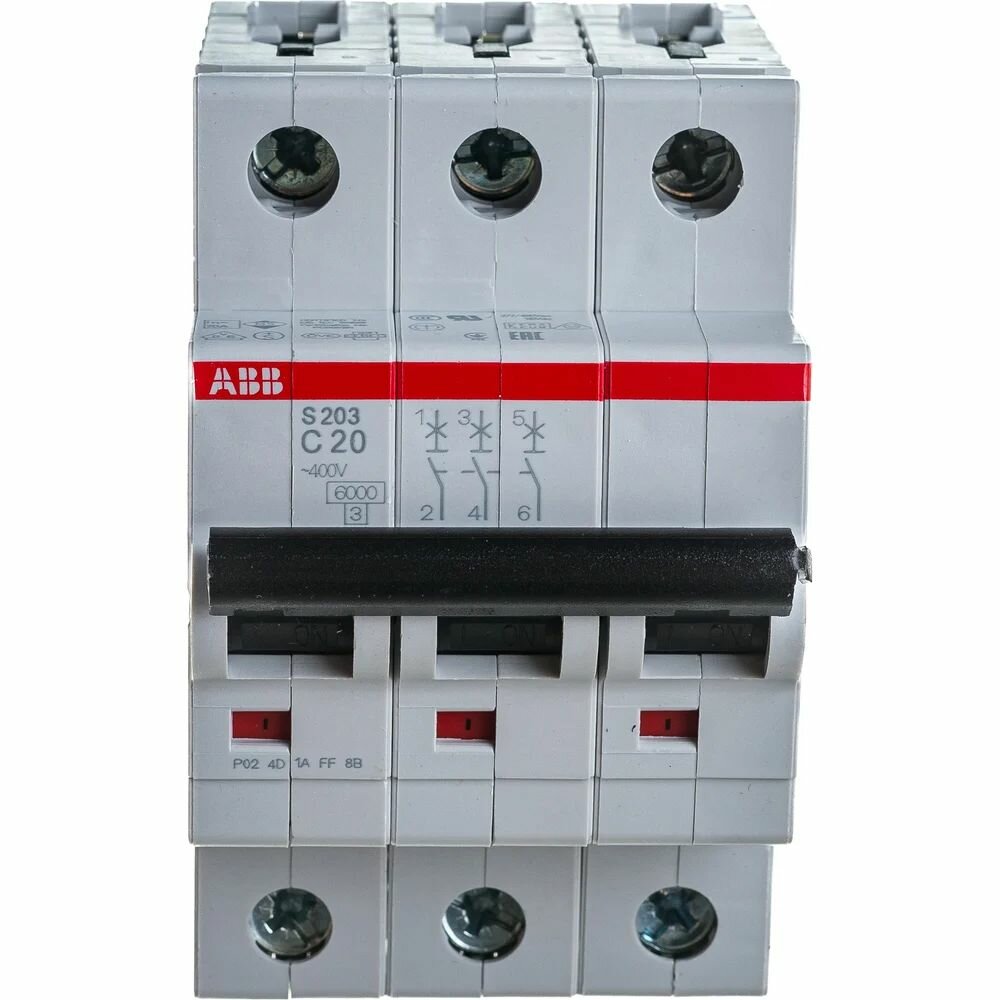 Автоматический модульный выключатель ABB 3п C S203 6кА 20А 2CDS253001R0204