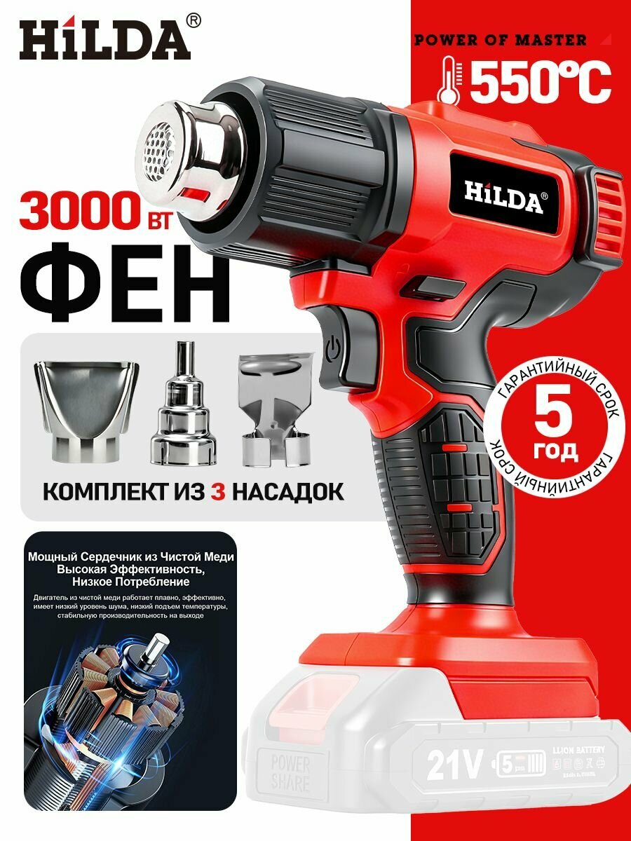 Фен строительный аккумуляторный(Не содержит батареи) строительный фен аккумуляторный фен беспроводной фен