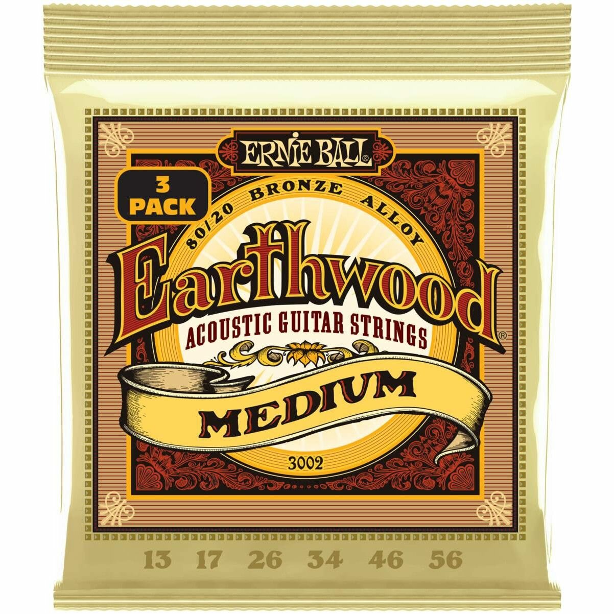 ERNIE BALL 3002 - набор из 3х комплектов для акустической гитары 13-56