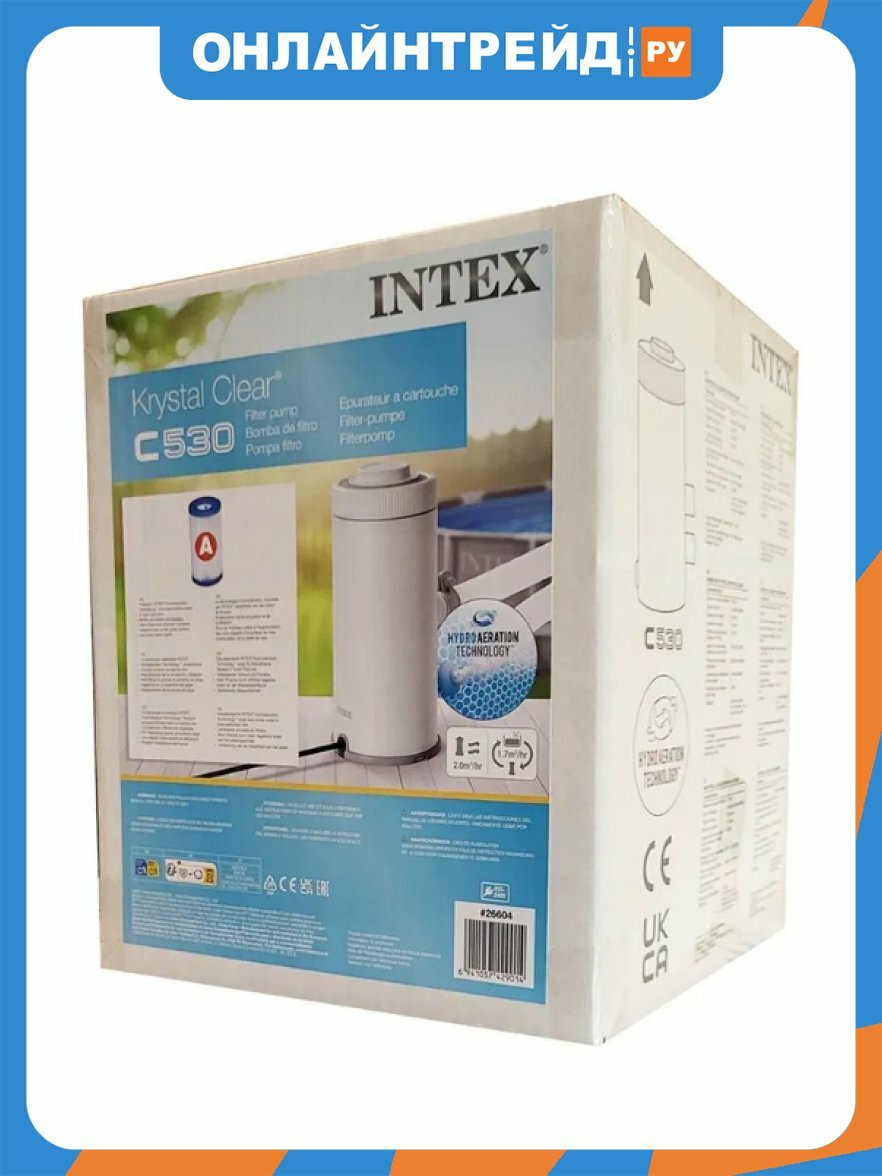 Картриджный фильтр-насос Intex C530, 2006л/ч, картридж А, для бассейнов от 366 до 457 см