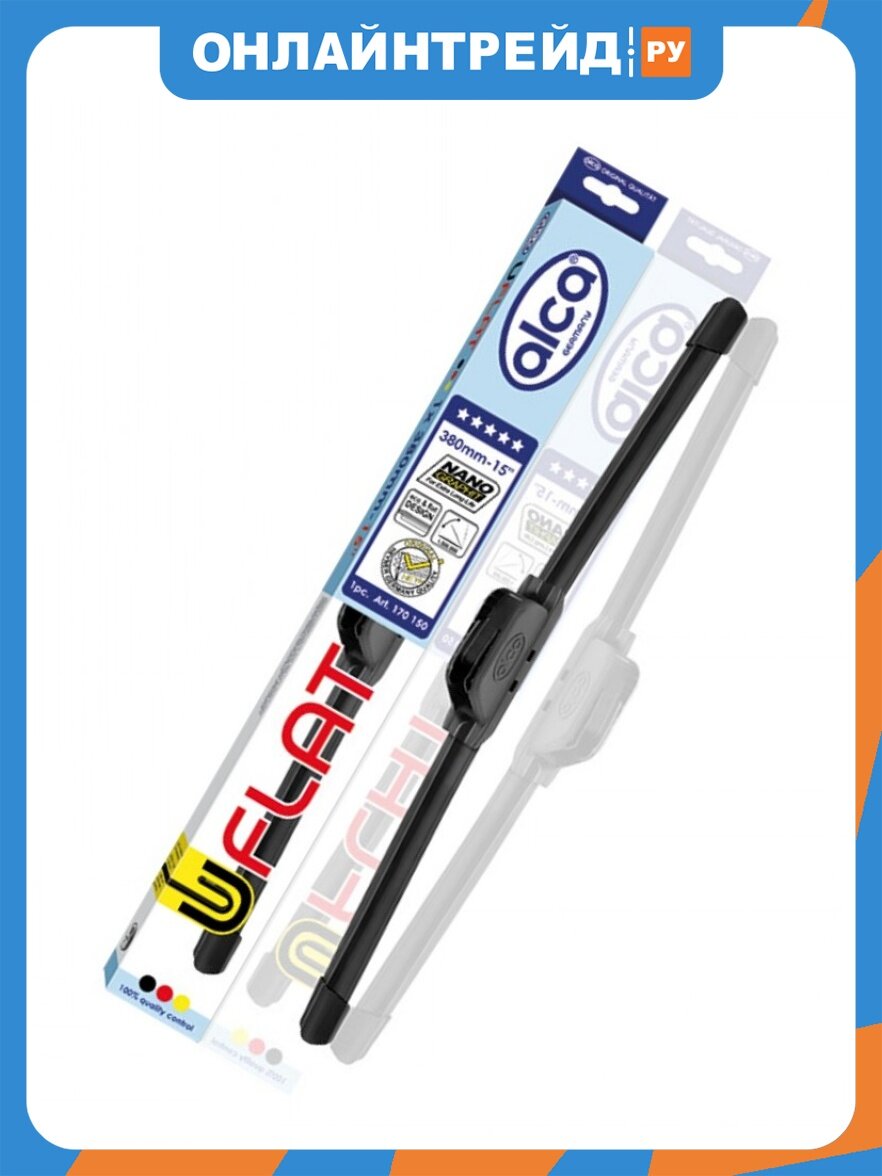 Щетка стеклоочистителя Alca U-Flat, 380мм, бескаркасная, 1шт