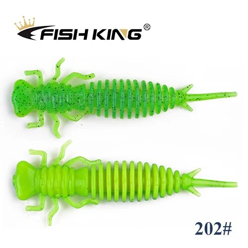 FISH KING мягкие приманки силиконовые 50 мм, 76 мм, 89 мм Зеленый, 50mm-10pcs, 202