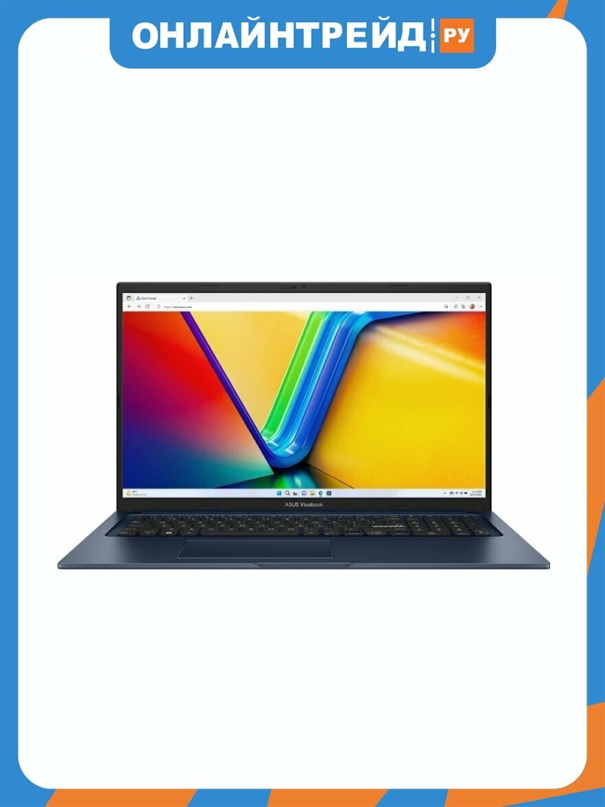 Ноутбук Asus VivoBook 17 X1704-AU1159 17.3", IPS, Intel Core 7 150U 1.8ГГц, 10-ядерный, 16Гб DDR4, 512Гб SSD, Intel Graphics, Windows 11 Pro, синий (90NB13X2-M00RH0_W11P)