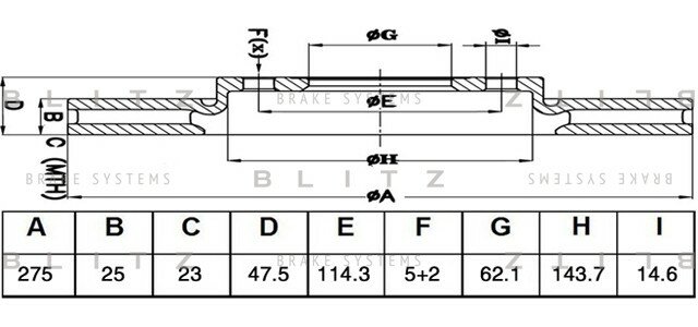 Диск тормозной BLITZ передний вентилируемый TOYOTA Mark2, Cresta, Chaser, Altezza, Crown, Verossa 01-> (BS0532)
