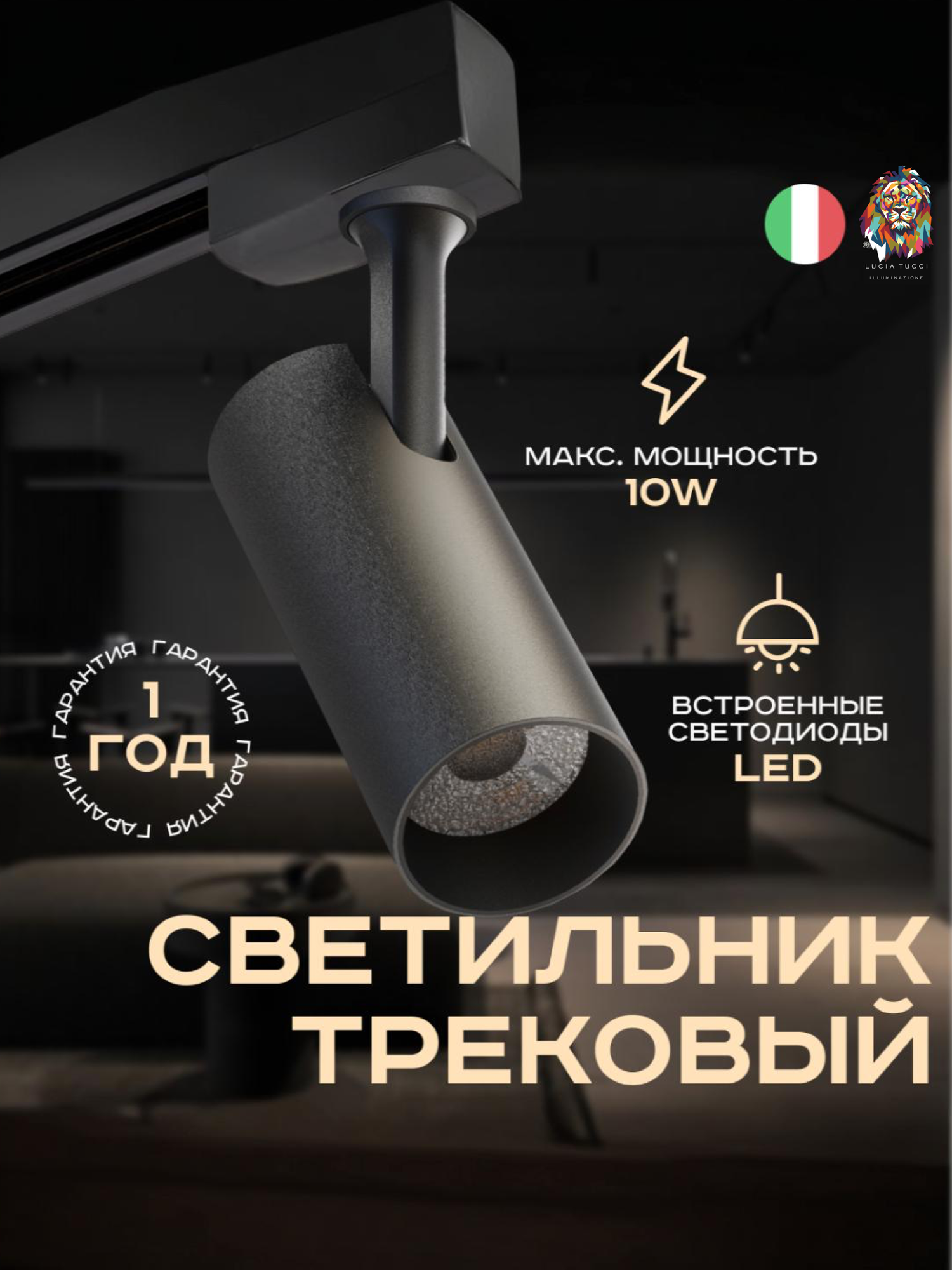 Трековый светильник потолочный светодиодный на шинопроводе LTP-T020-10W-B