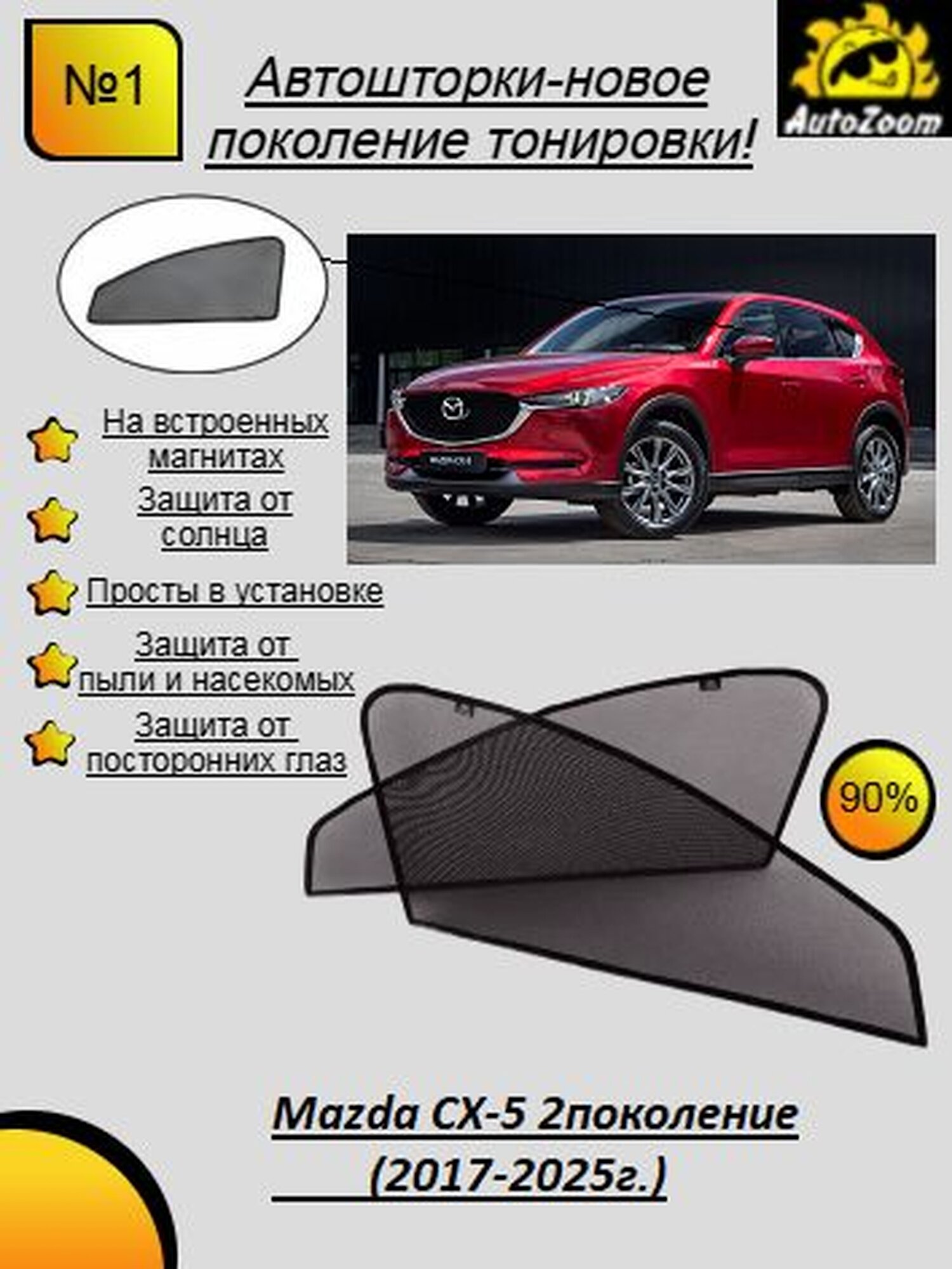 Автошторки магнитные для Mazda CX-5 2поколение (2017-2025г.),( мазда СХ-5) на передние двери 2 шт