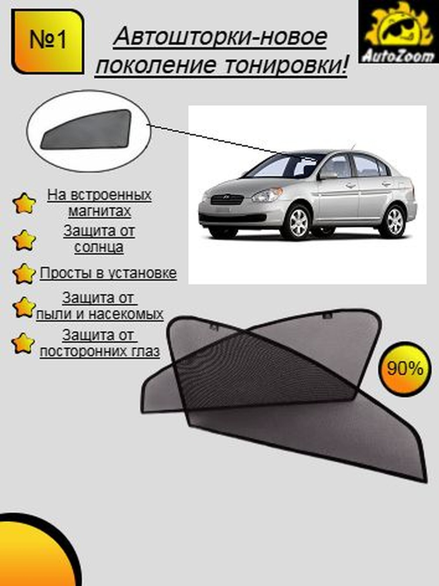Автошторки магнитные для Hyundai Accent III (2006-2011) на передние двери 2 шт