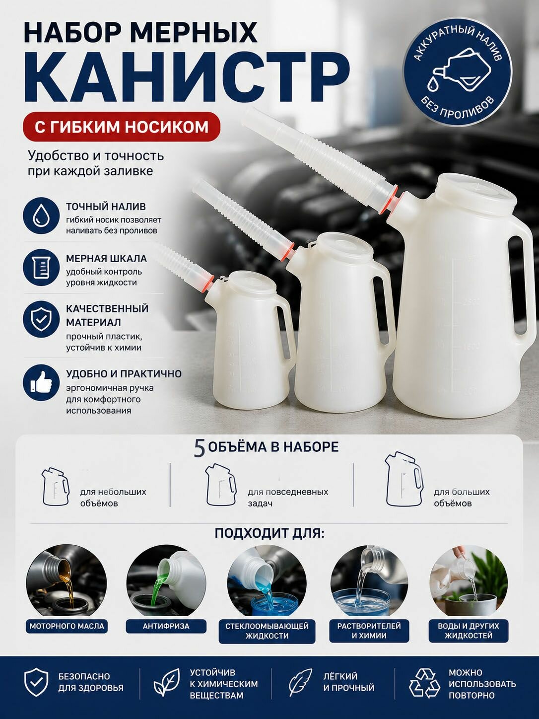Лейка для жидкостей 1.2 л: Удобная мерная лейка для масла и антифриза с заливной горловиной