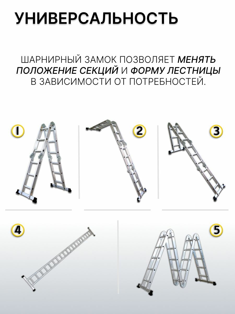 Лестница трансформер 4х5 Pro. Для работ на высоте, профиль 2мм — фото 1