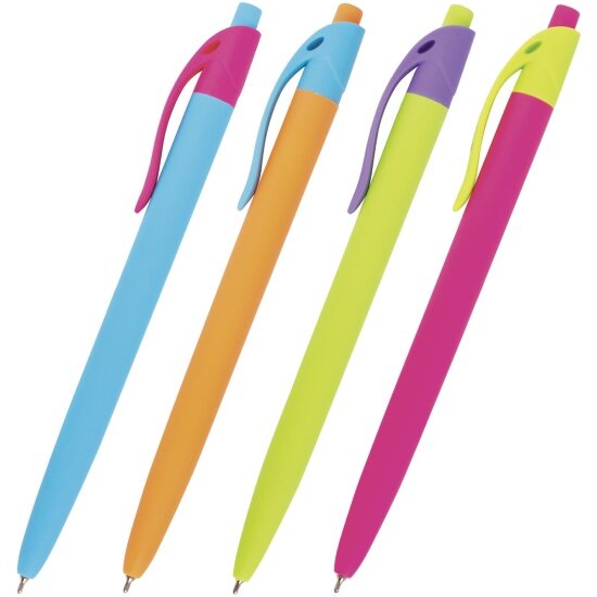 Ручка шариковая Brauberg масляная автоматическая "FRUITY RX", синяя, soft-touch, узел 0,7 мм, линия письма 0,35 мм, 142656