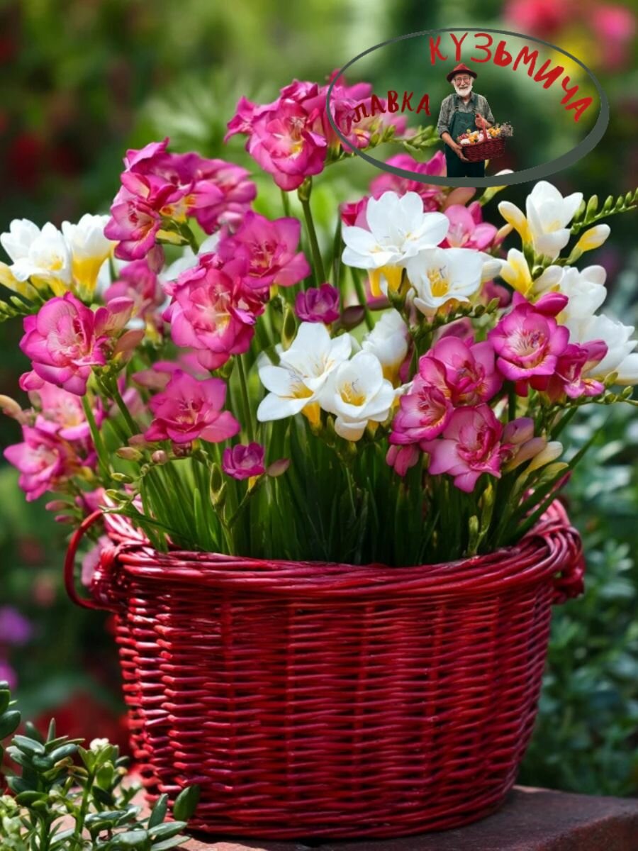 TWIN Фрезии DOUBLE PINK 3шт/ Фрезия DOUBLE WHITE 3шт (6 штук )
