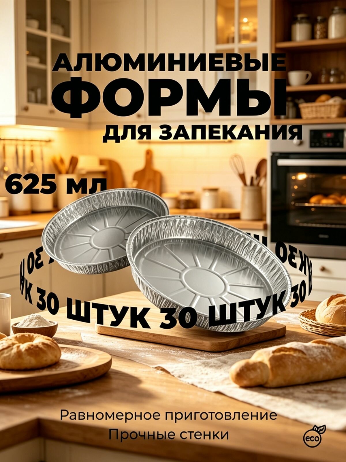Форма для выпечки, Круглая, 1 яч, 19.5 см x 19.5 см, 30 шт