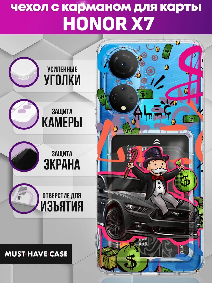 Чехол на Honor x7 с картой с принтом
