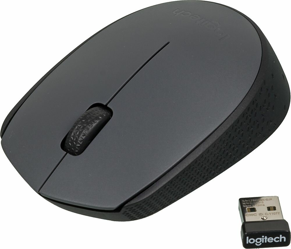 Мышь Logitech M170 серый/черный оптическая
