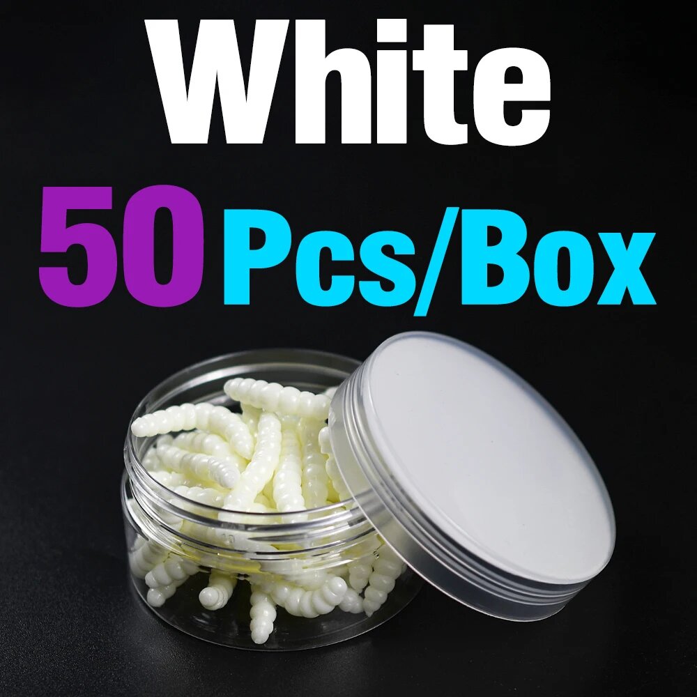 MNFT Силиконовые приманки черви 0,6 г 38 мм для ловли рыбы Белый, WHITE