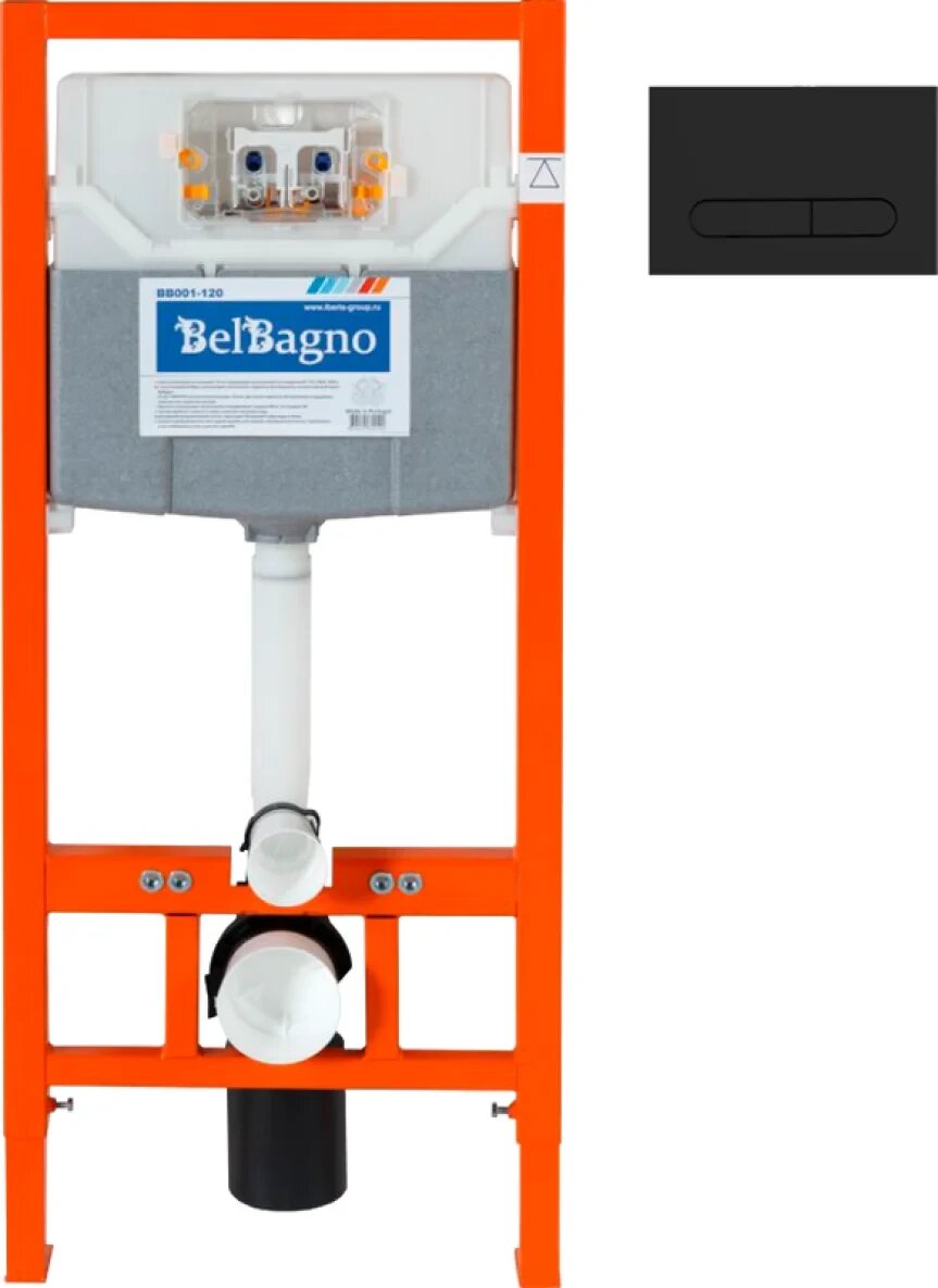 Инсталляция Инсталляция BelBagno BB001-120 + Кнопка Prospero BB007-PR-NERO. M черный матовый, артикул BB001-120/BB007-PR-NERO. M, страна Италия, управление механическое, тип Для унитаза, размеры 32×50×135 см