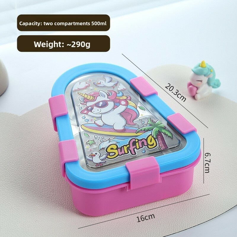 Cute style food box with three compartments and heatresistant pp for work and school style f