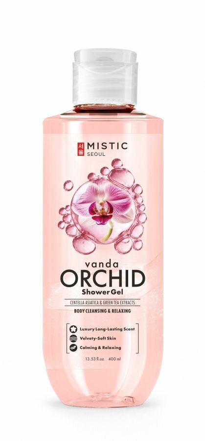 Гель для душа MISTIC Vanda Orchid "Орхидея Ванда" с экстрактами центеллы и зеленого чая Успокаивающий 400 мл.