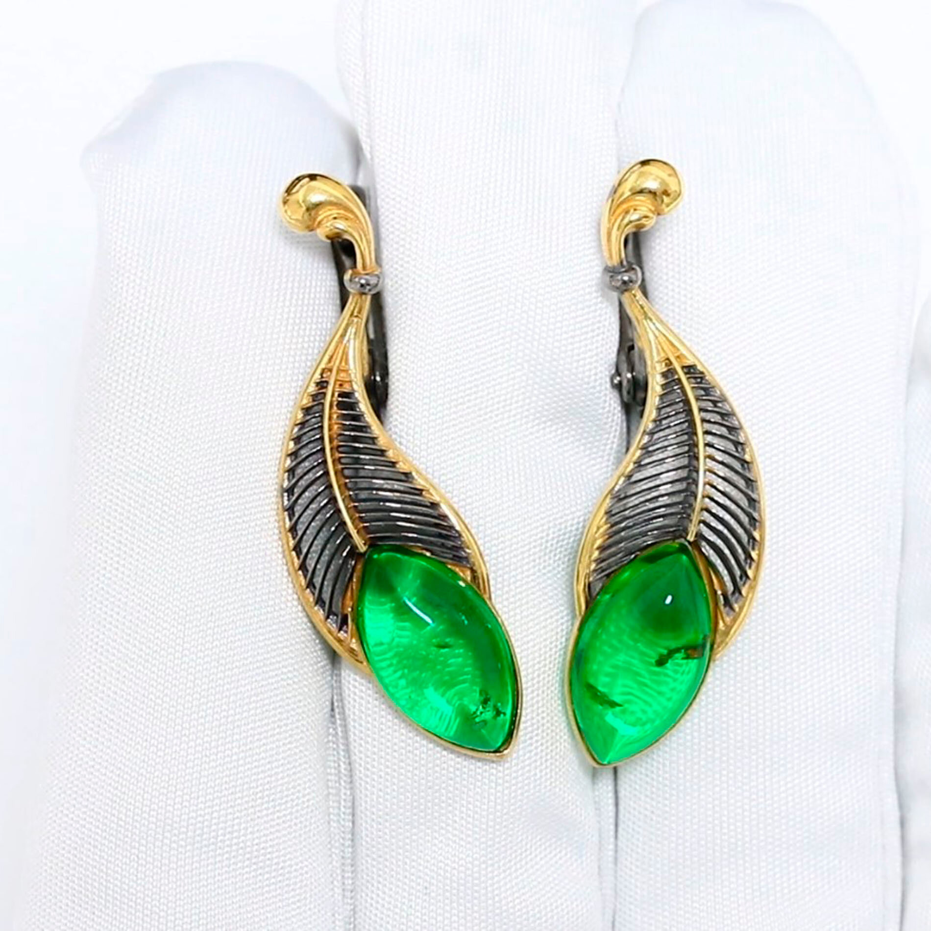 Серьги, серебро, 925 проба, золочение, янтарь