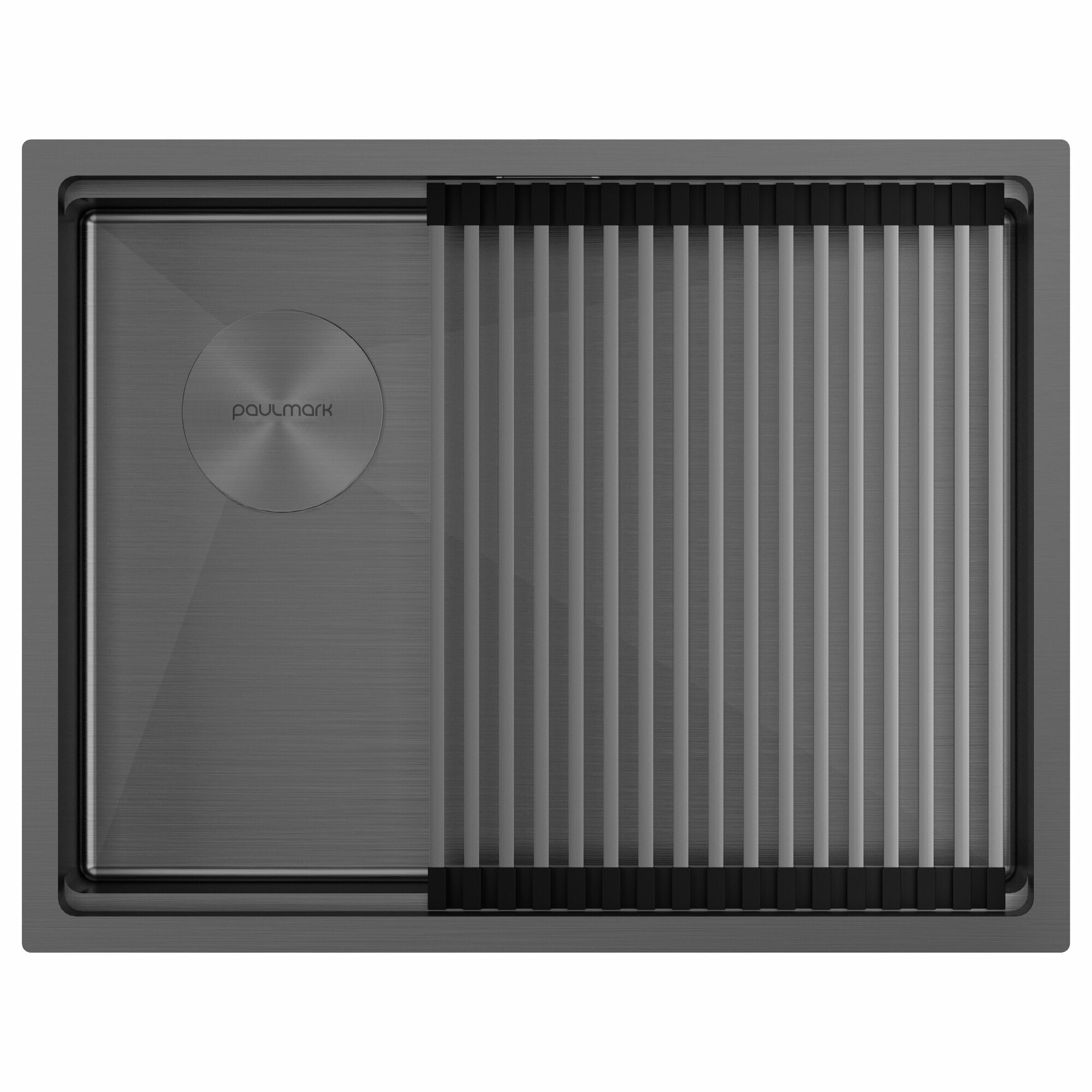 Кухонная мойка Paulmark NEXT-PRO 58-L UNI PM705845-L-GM вороненая сталь Нержавеющая сталь