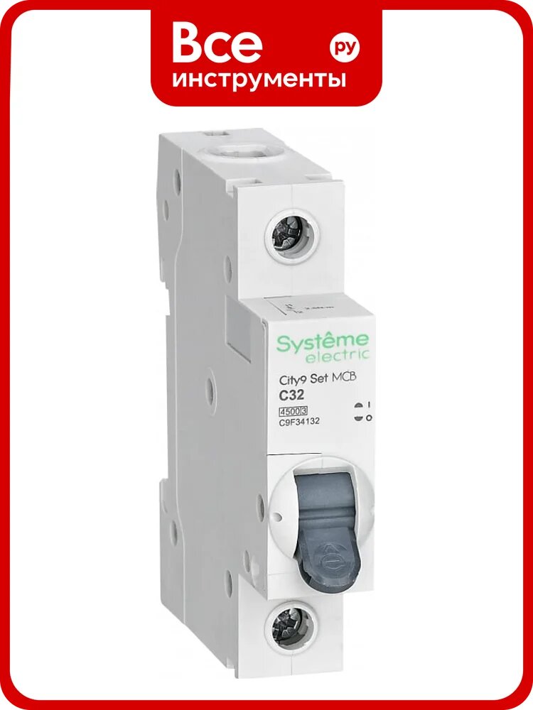 Автоматический, Systeme, выключатель Systeme Electric City9 set ав с, 32 А, 1 Р, 4.5 kА