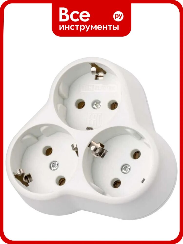 Блок на 3 гнезда TDM ELECTRIC 2П+З круглый 16А 250B SQ1806-0028