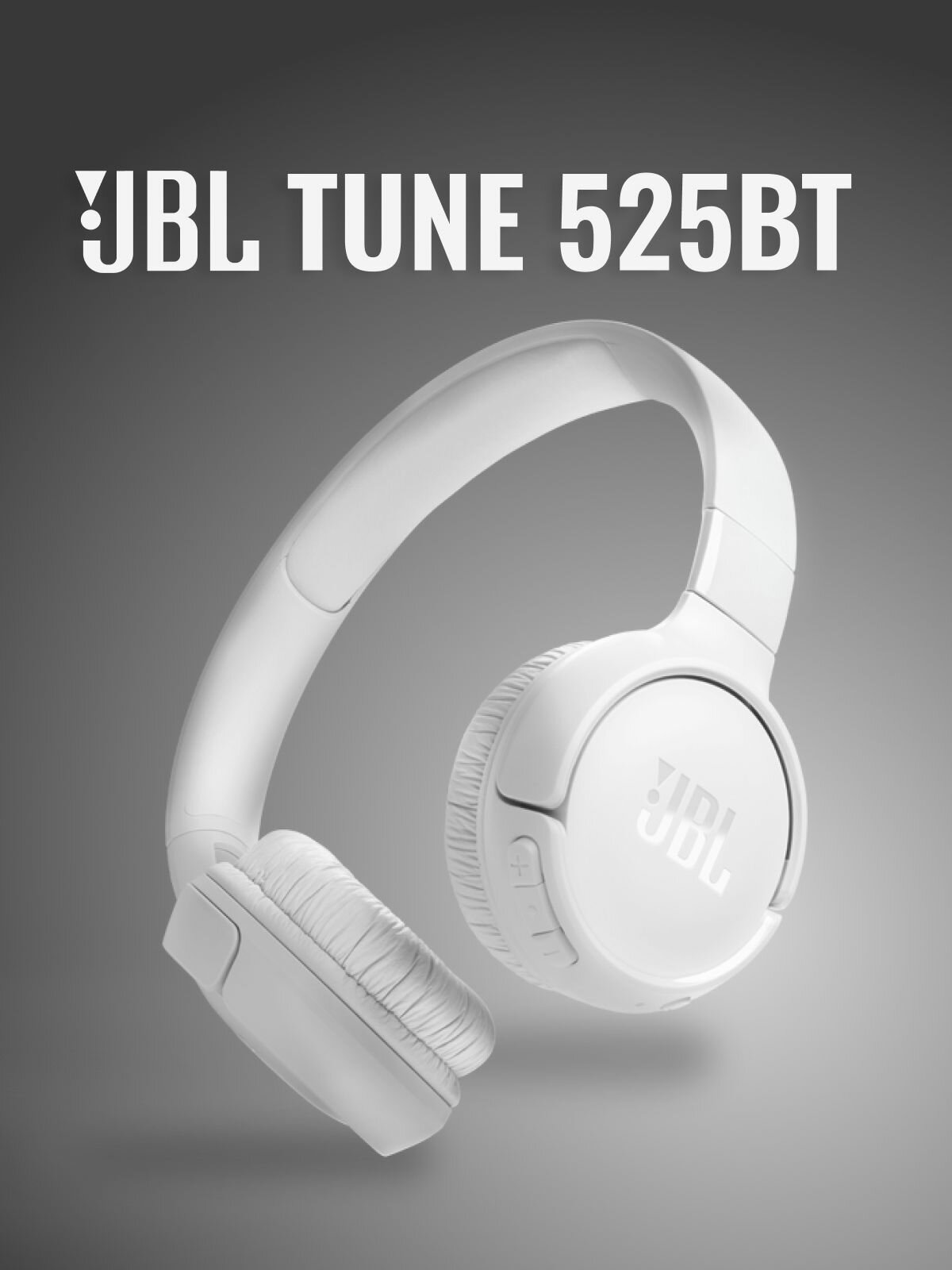 JBL Наушники беспроводные с микрофоном JBL Tune 525BT, Bluetooth, USB Type-C, белый