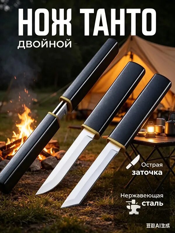 Острый нож танто из нержавеющей стали, японское качество, компактный, для походов и кухни