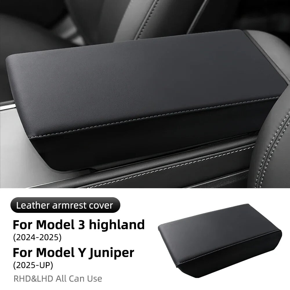 Защитный чехол из АБС-пластика для кожаной подлокотной коробки Tesla Model Y Juniper 2025-2027, Model 3 2017-2023, Highland 2024