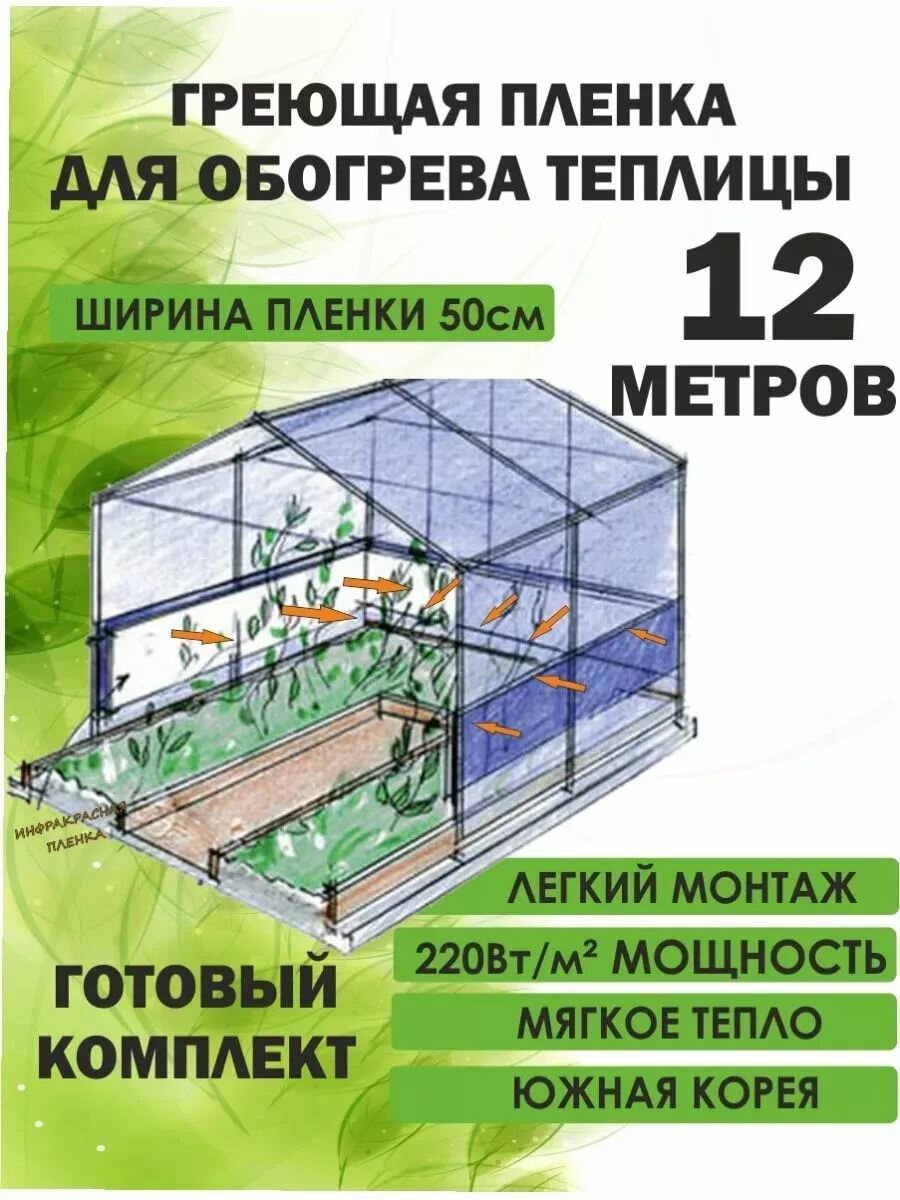 Обогреватель для теплицы ленточный 12 метров