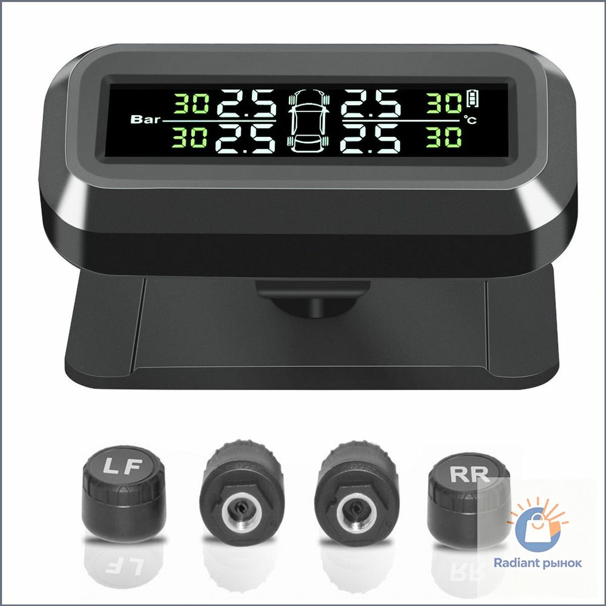 Беспроводная система мониторинга давления и температуры в шинах TPMS с солнечной зарядкой