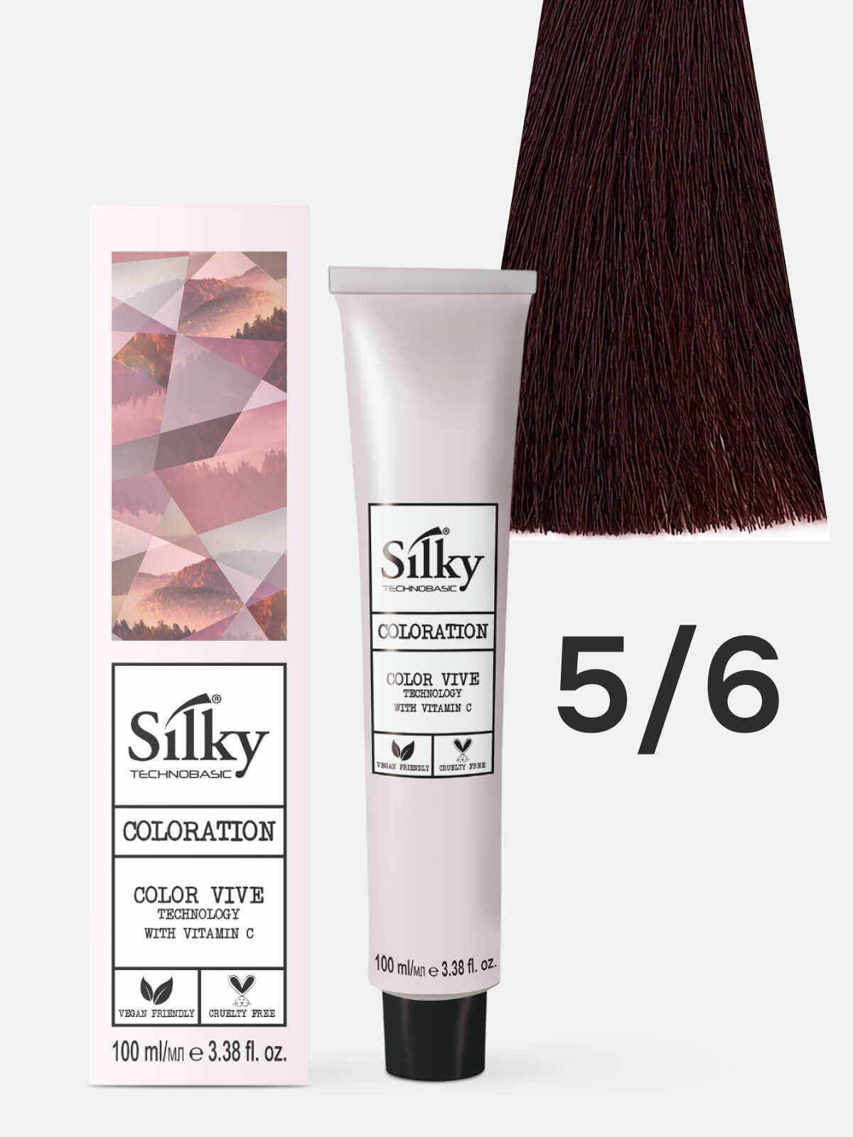 Крем - краска для волос профессиональная Silky Color Vive/Ultralift 5/6 Светлый каштановый Красный, 100 мл