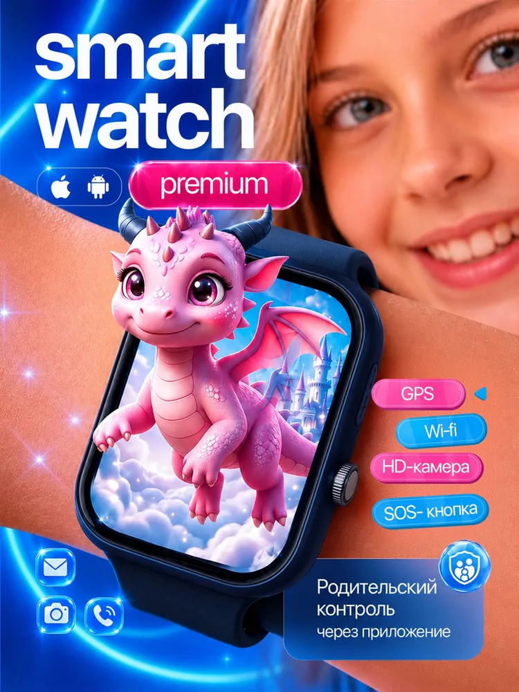 Умные часы CCIT, для детей, с камера, LTE, Wi-Fi, 4G, dark blue/