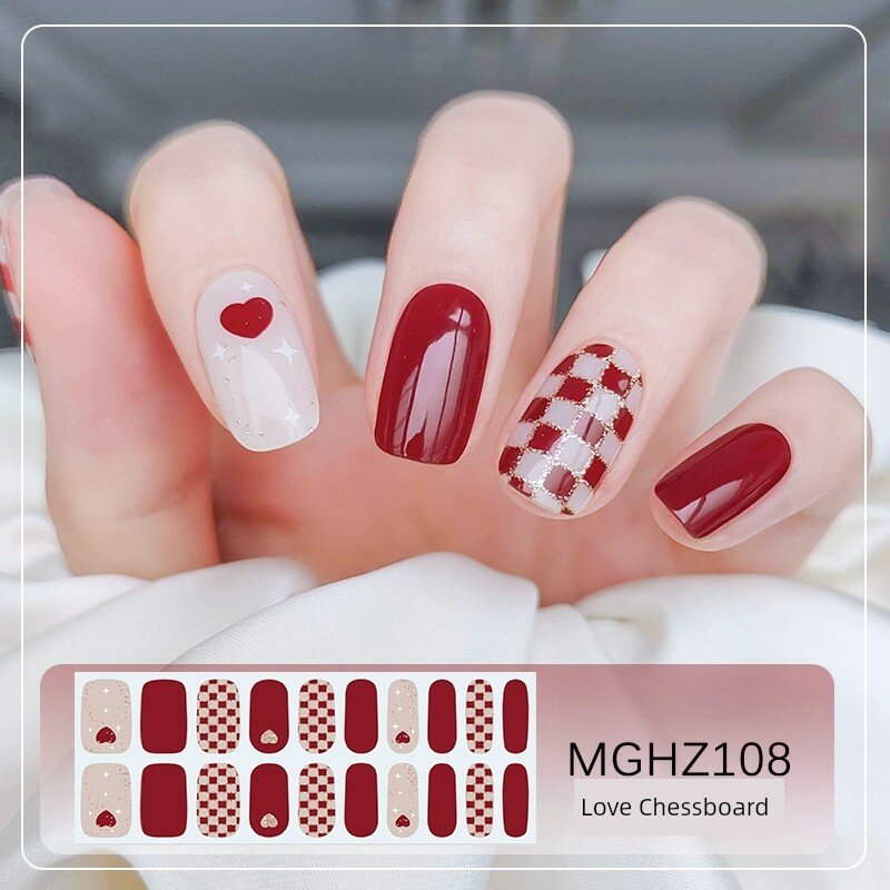 UV Gel Nail Stickers, Meigai 2nd Generation, Сердечная Шахматка, Классический узор