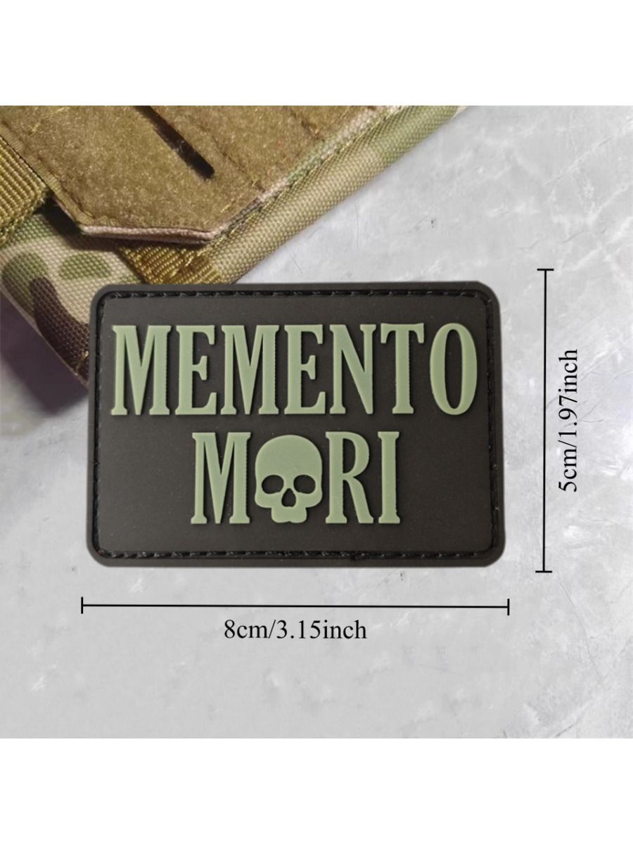 Нашивка на одежду, патч, шеврон на липучке "MEMENTO MORI" 5*8CM