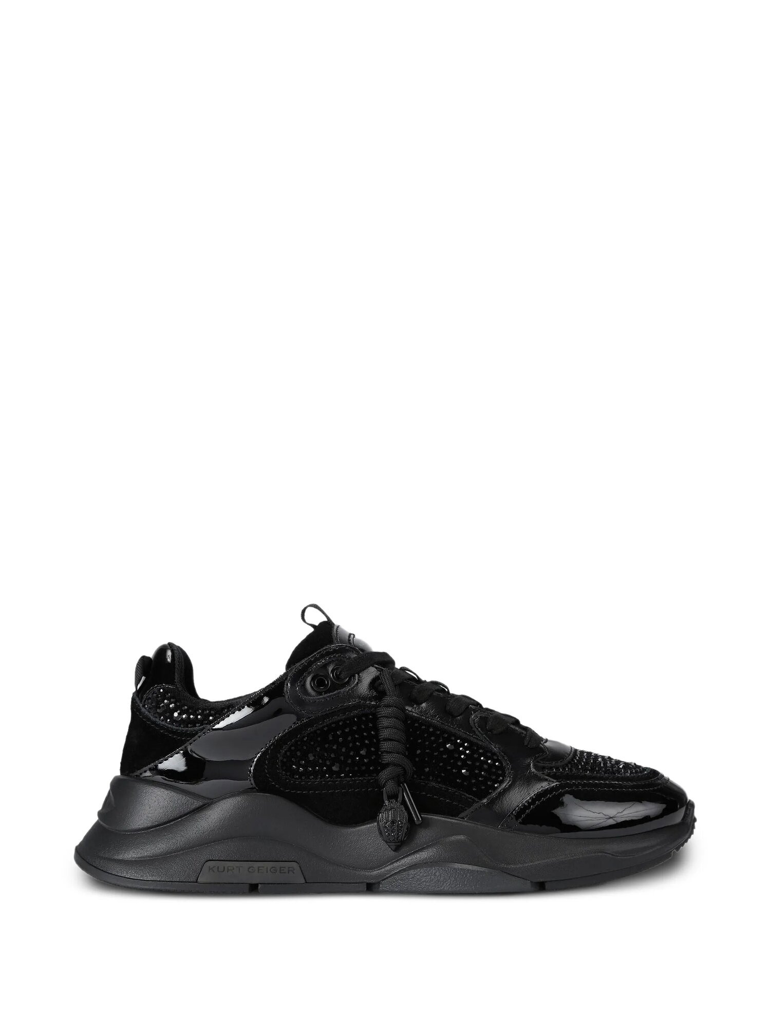 Кроссовки KURT GEIGER Royston crystal-embellished patent-leather sneakers
