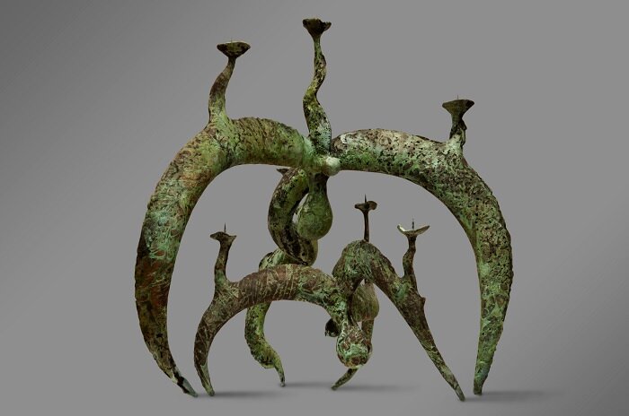 Подсвечники "Small spider" и "Large spider". Серия "Spider" или "Пауки". Авторская работа. Лимитированная серия. Мастерская "ARTVIVO", Бронза, тонировка, покрытие. Россия, Москва, 2014 год