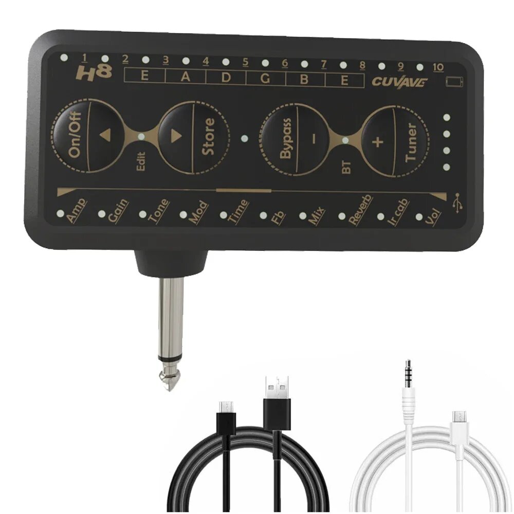 Cuvave Гитара Штекер Усилитель Pa-1 Наушники Мини-усилитель Динамики Комбинированный усилитель Акустический электрический бас Звук Педаль Плата Задержка H8 Lekato