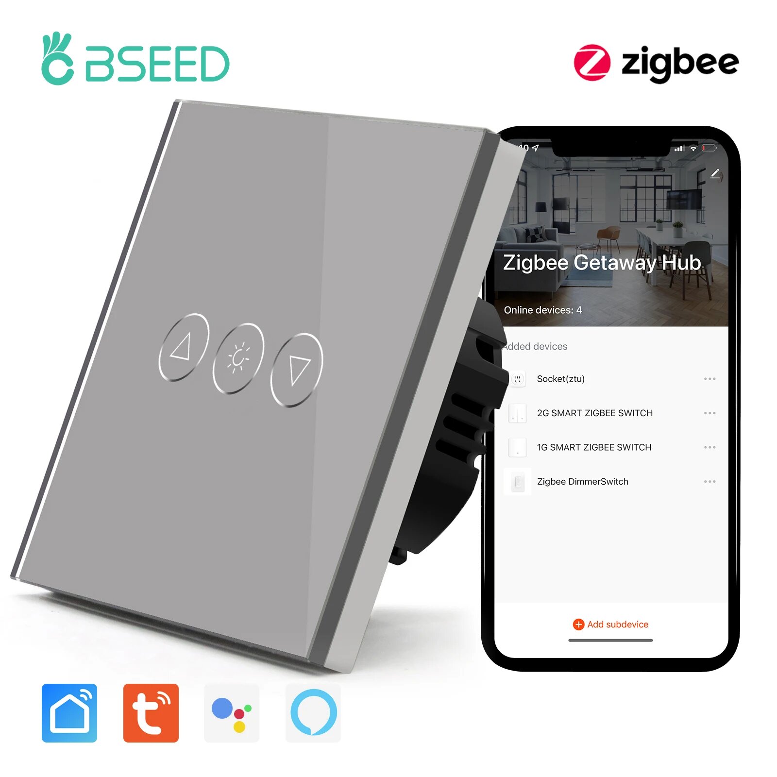 Умный диммер BSEED Zigbee 1Gang Gray