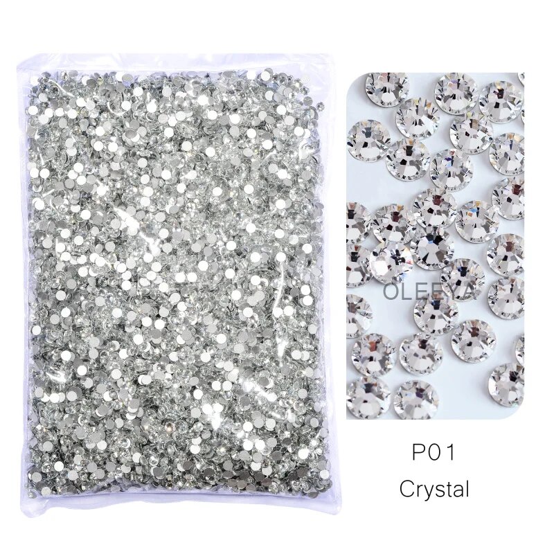 Oleeya Moonlight стеклянные стразы для ногтей Серебряный, SS6-14400Pcs, crystal