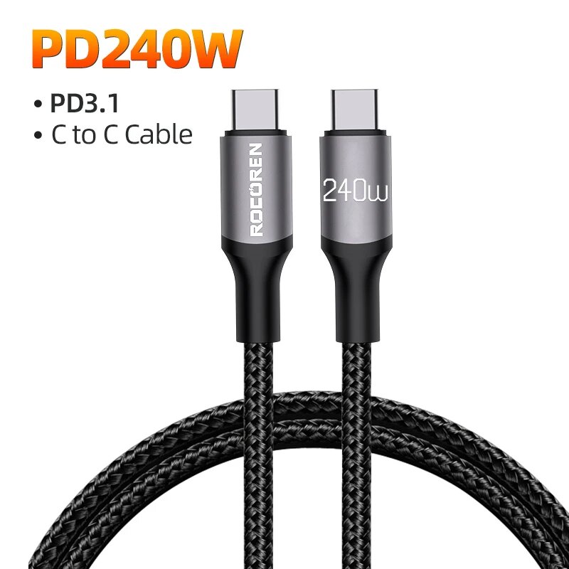 Кабель USB-C to USB-C Rocoren 240W PD 3.1, 2m