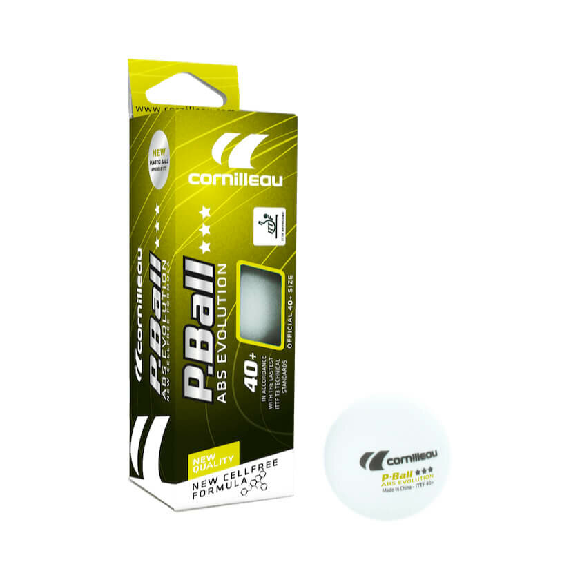 Мяч для настольного тенниса Cornilleau P-Ball ABS Evolution 3* ITTF (3 мяча, белый) профессиональный