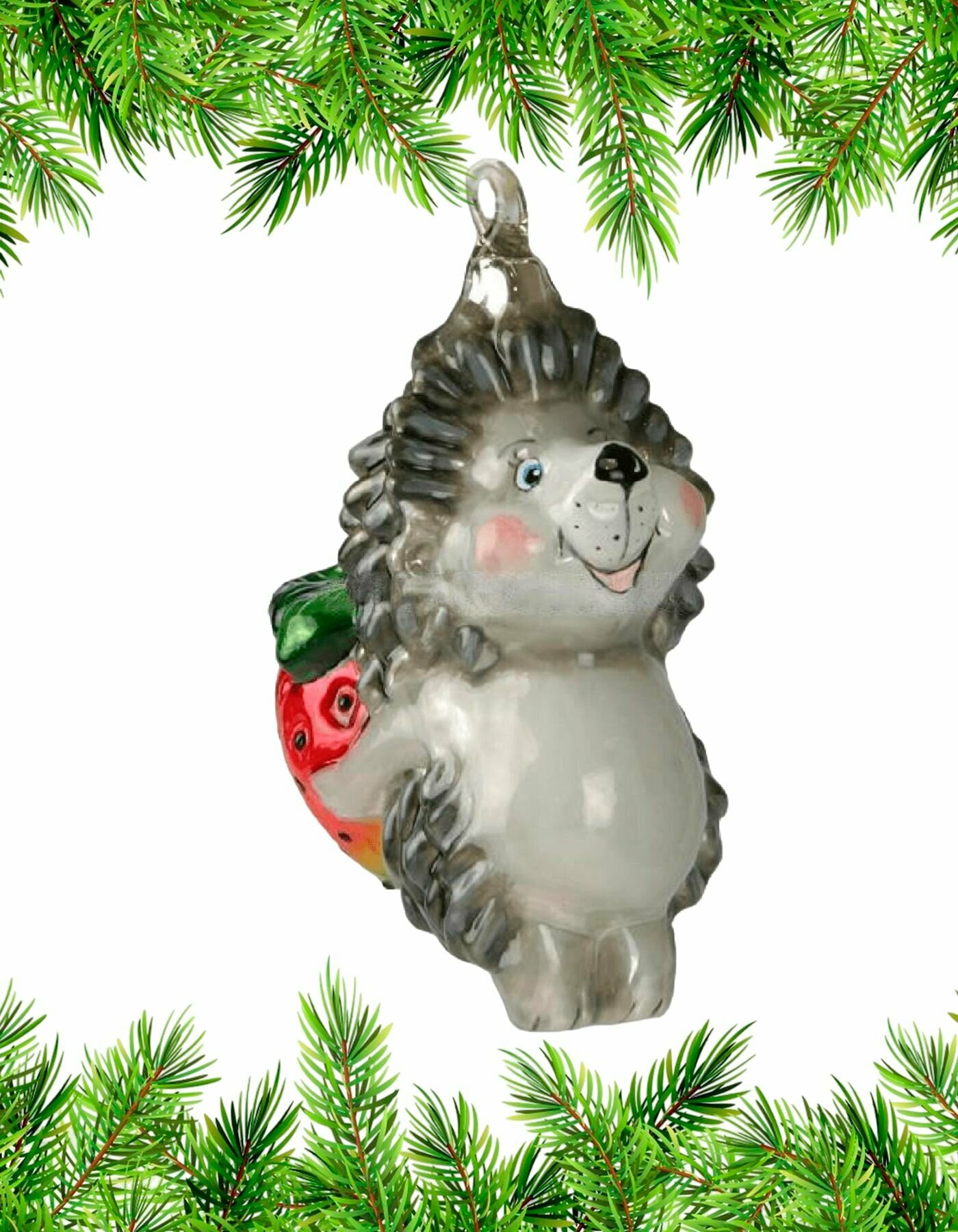 Елочная игрушка Ежик с клубникой komozja family