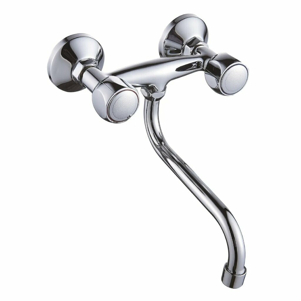 Смеситель для кухни Эверест B46-336, хром, настенный, керамическая кран-букса, универсальный, силумин