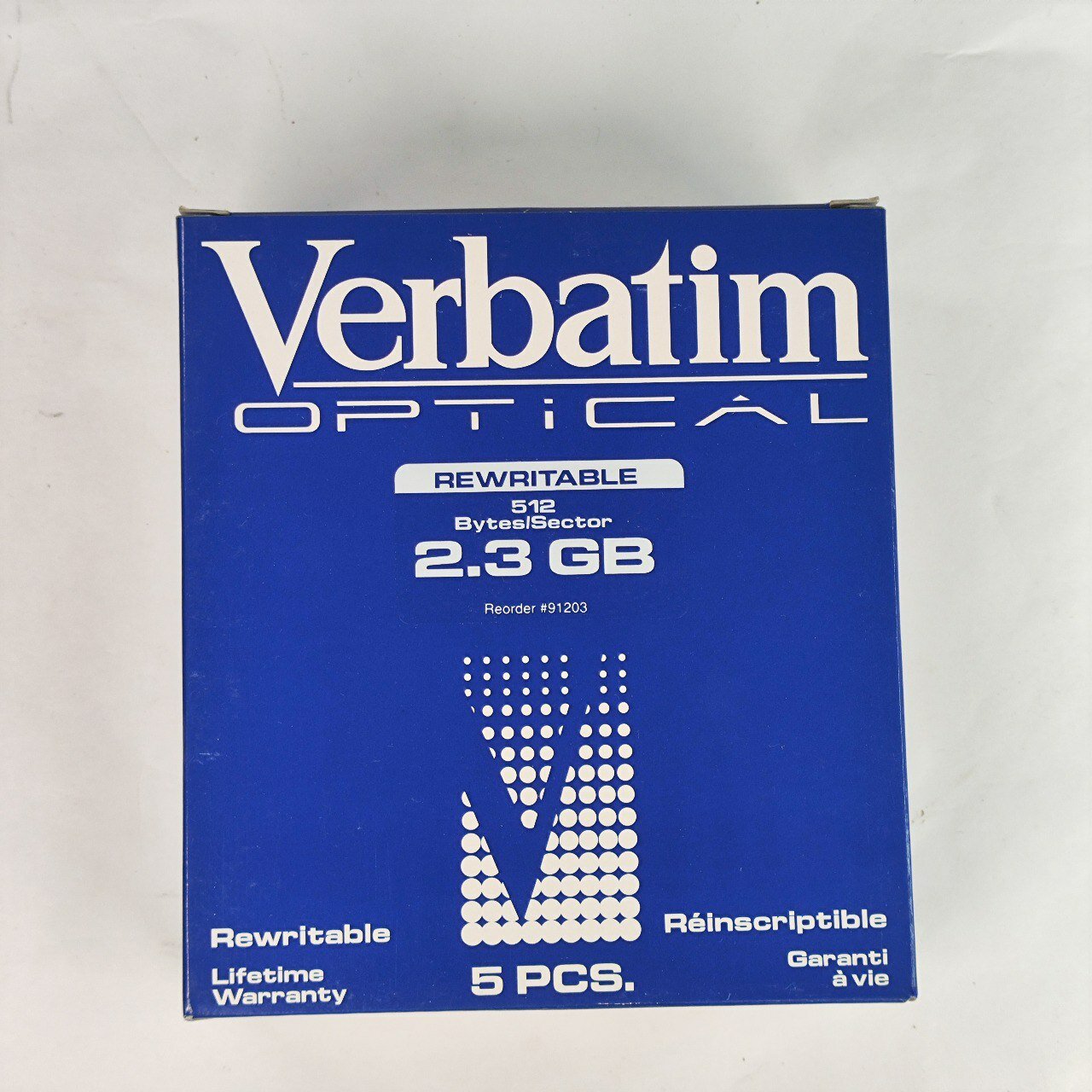 Перезаписываемый оптический диск Verbatim 5.25 Rewritable Optical 2.3GB 512B/S (5 PCS.) упаковка из 5 штук