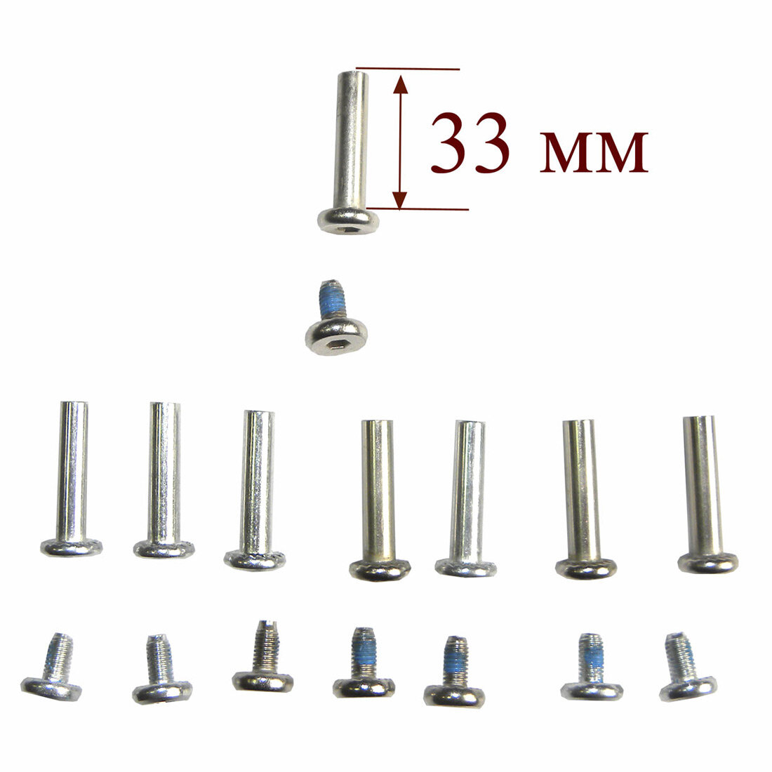 Набор осей (8шт) для роликовых коньков D=6мм (6.1-6.2) (L=33мм) . Серебристый