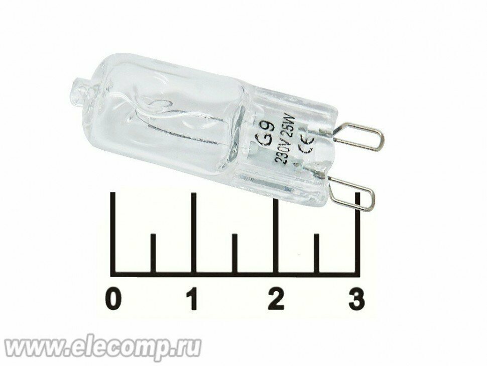 Лампа КГМ 220V 25W G9 прозрачная для эл. плит (+300C)