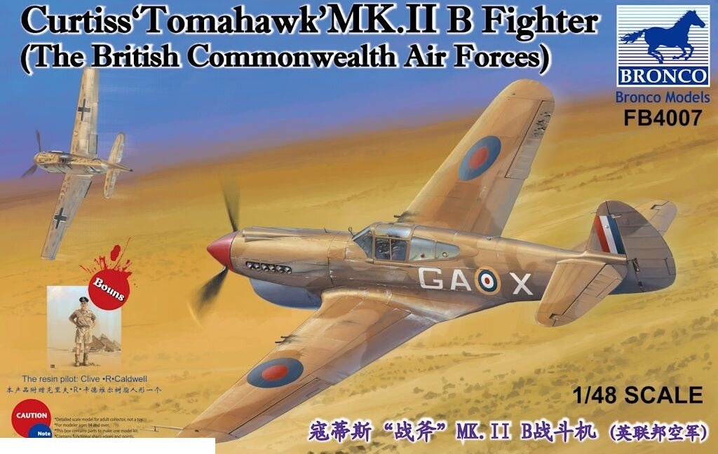 FB4007 Самолёт Curtiss Tomahawk MK.II B Fighter The British Commonwealth (Bronco Models) 1/48